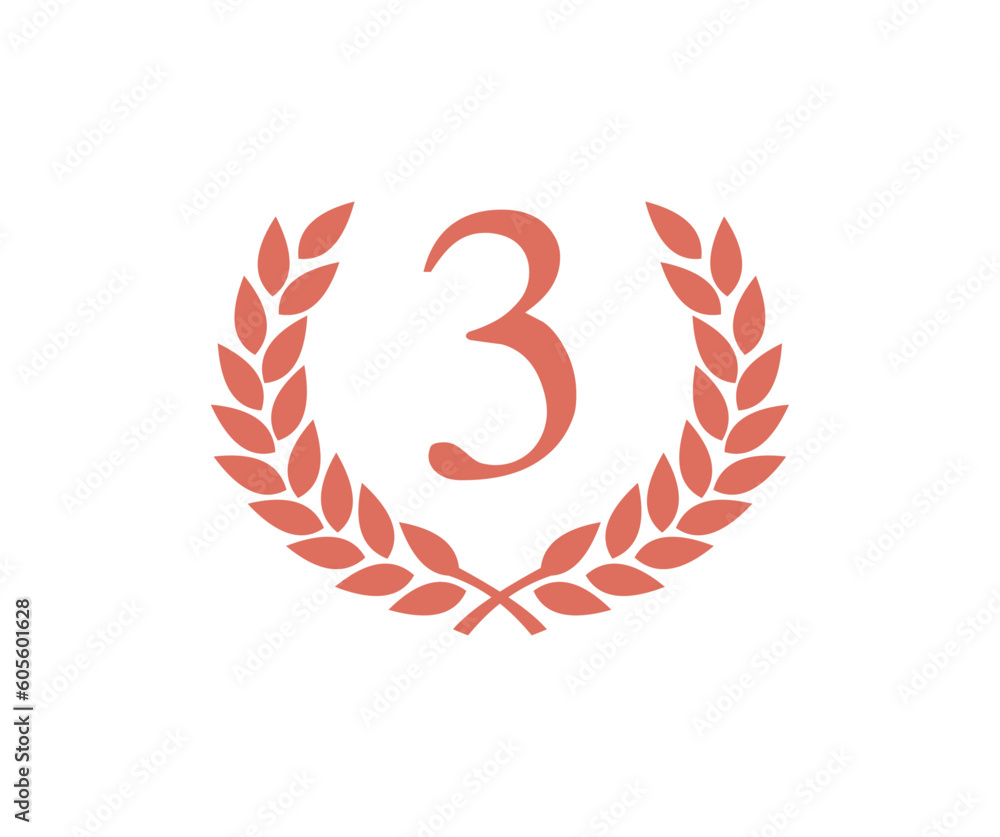 Third place. Laurel wreath of victory bronze logo design. Nominated ...