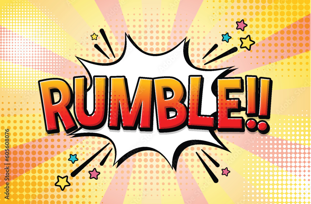 Rumble retro comic speech bubble and effect in pop art style Stock ベクター ...