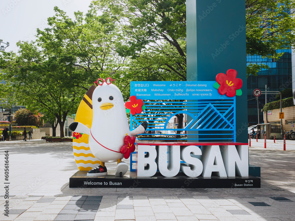 Busan Mascot Welcome signage Busan Tourism Travel Korea : BUSAN, SOUTH ...
