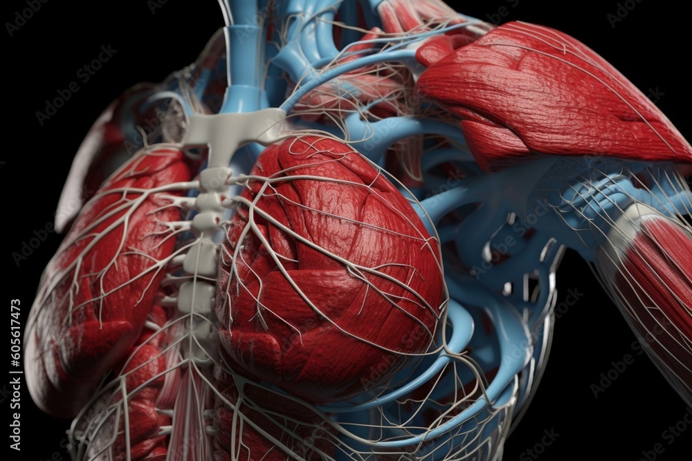 3D render of pectoralis minor muscle anatomy for medical purposes ...