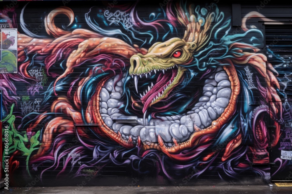 alien character, with its tentacles forming graffiti tags and bubble ...