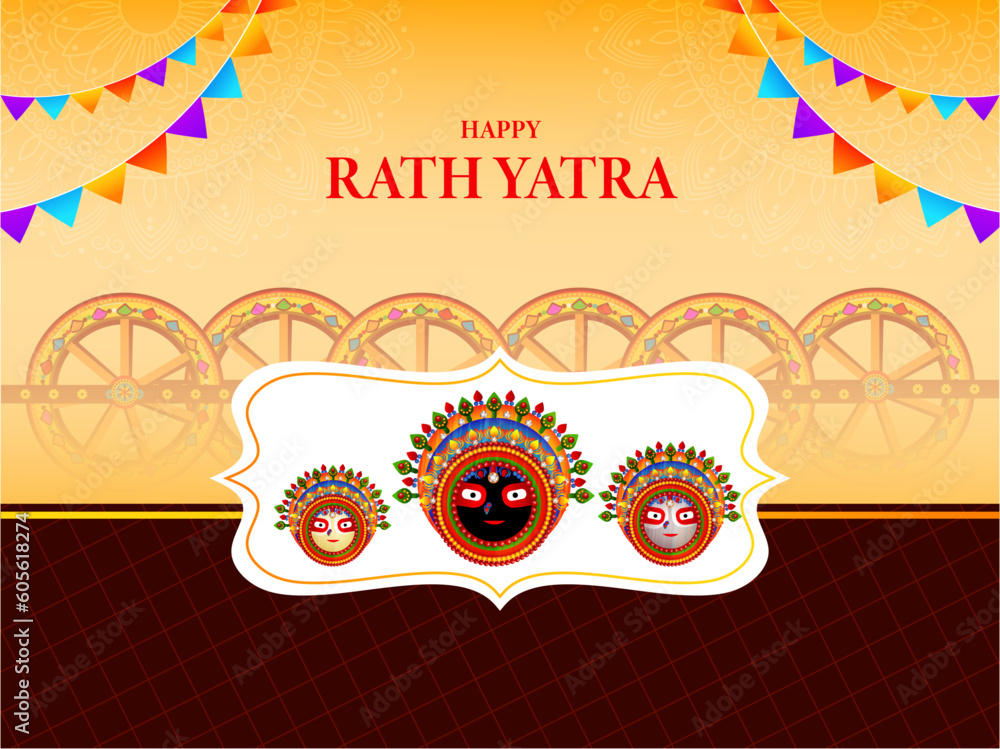 Happy Rath Yatra vector design of indian festival celebration. Lord ...