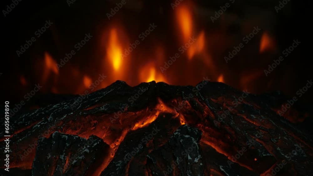Real flame 4k resolution wallpaper background. Firewood burns in the ...