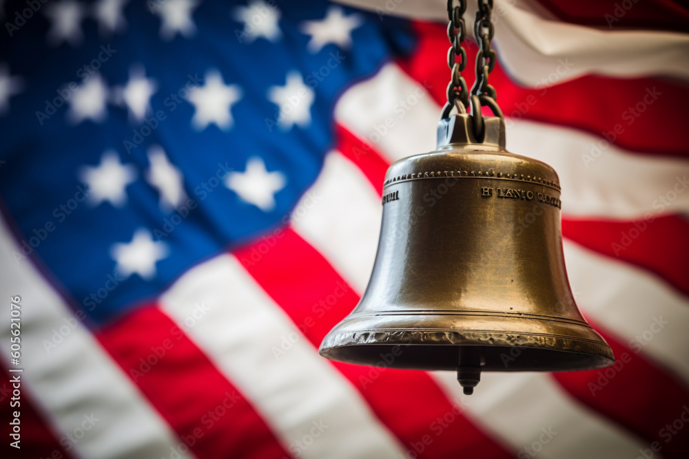 Liberty Bell with a patriotic backdrop, American Independence Day ...
