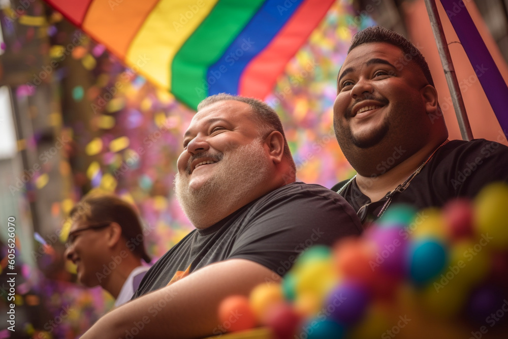 Happy Generative AI Couple at LGBTQ+ Gay Pride Parade in Sao Paulo ...