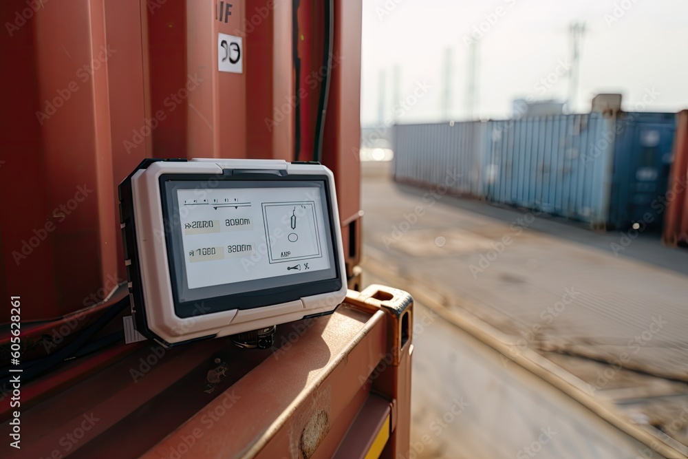 Ilustrace „iot sensor and monitoring equipment, measuring temperature in shipping container, to ...