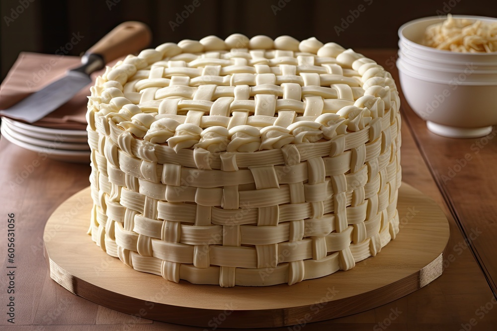 basketweave cake, with alternating layers of frosting and cake for a ...