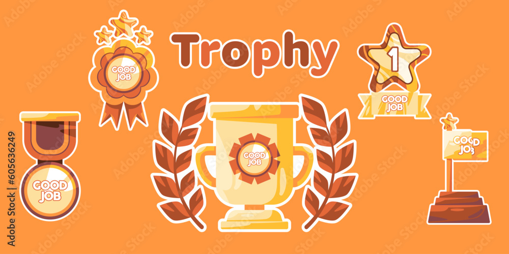 Good job great work appreciation phrase emblem trophy object collection ...