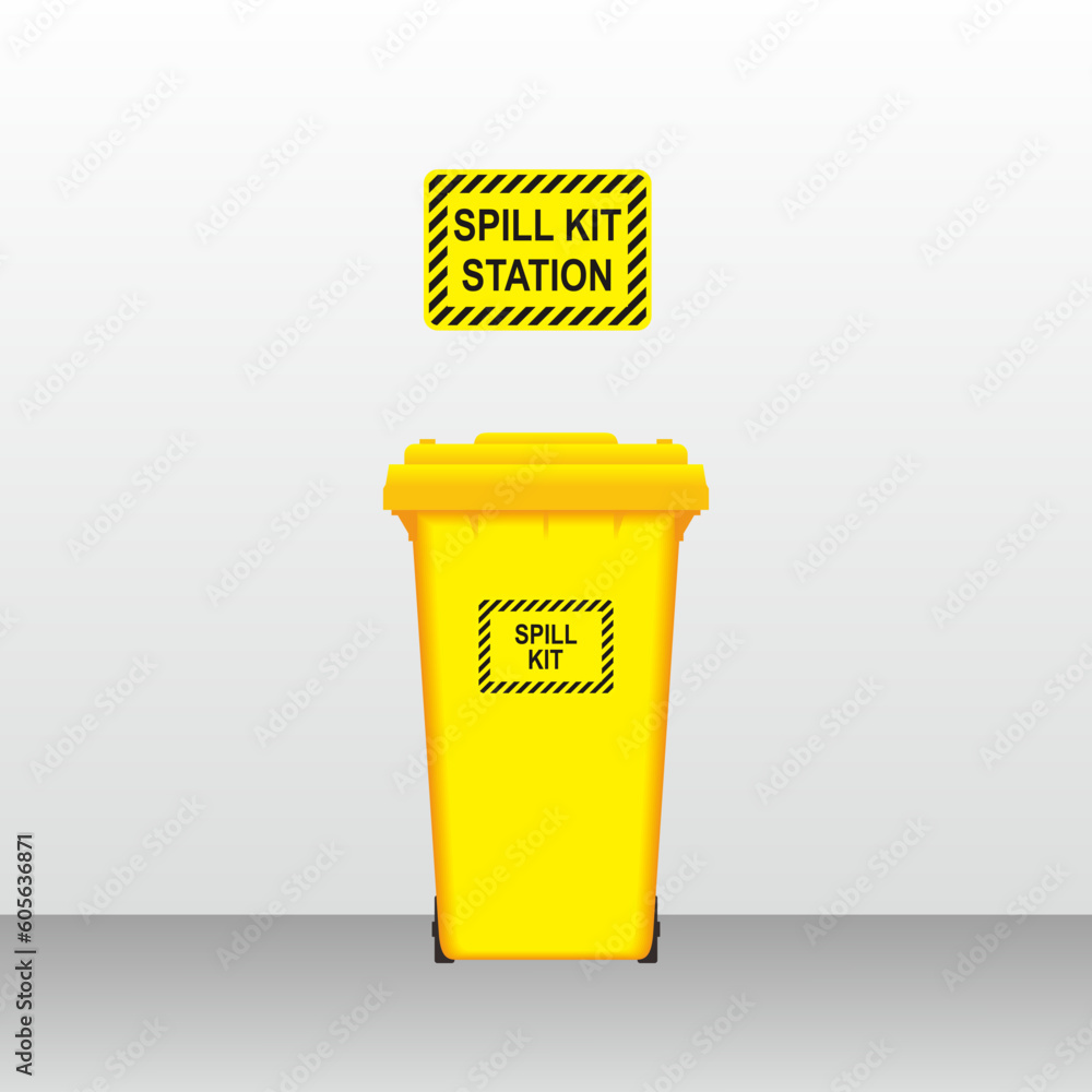 Spill kit station facility vector illustration for industrial or ...