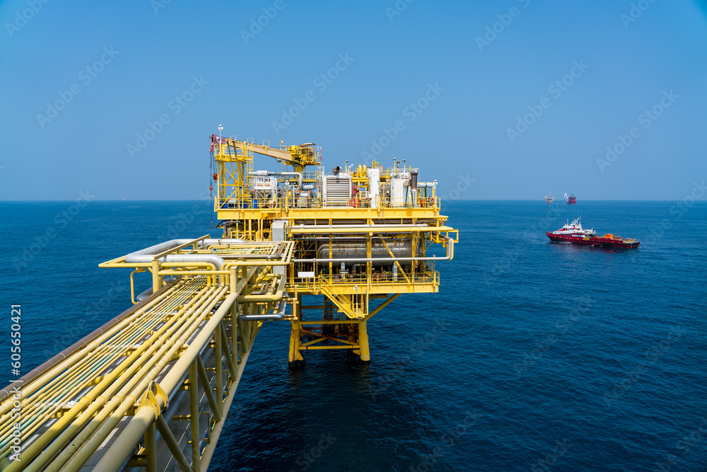 Poster Offshore oil and gas wellhead remote platform which produced raw ...
