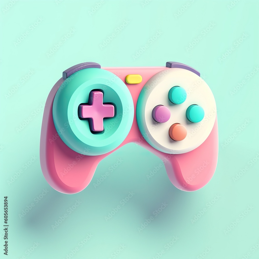 Cute pastel color gamepad icon on transparent background. generative AI ...