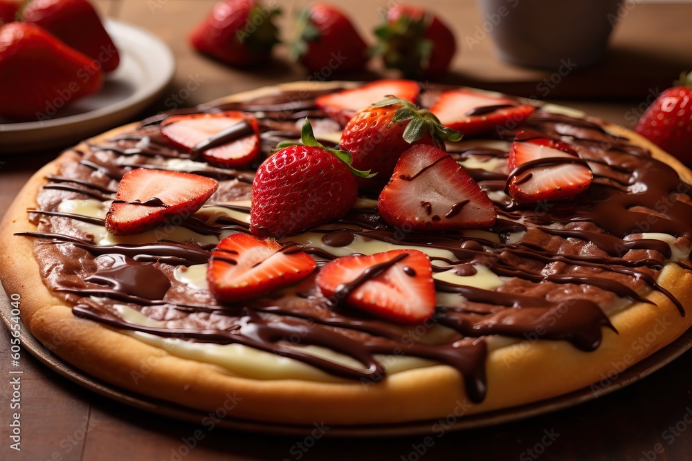 brazilian sweet pizza with chocolate and strawberry brazilian sweet ...