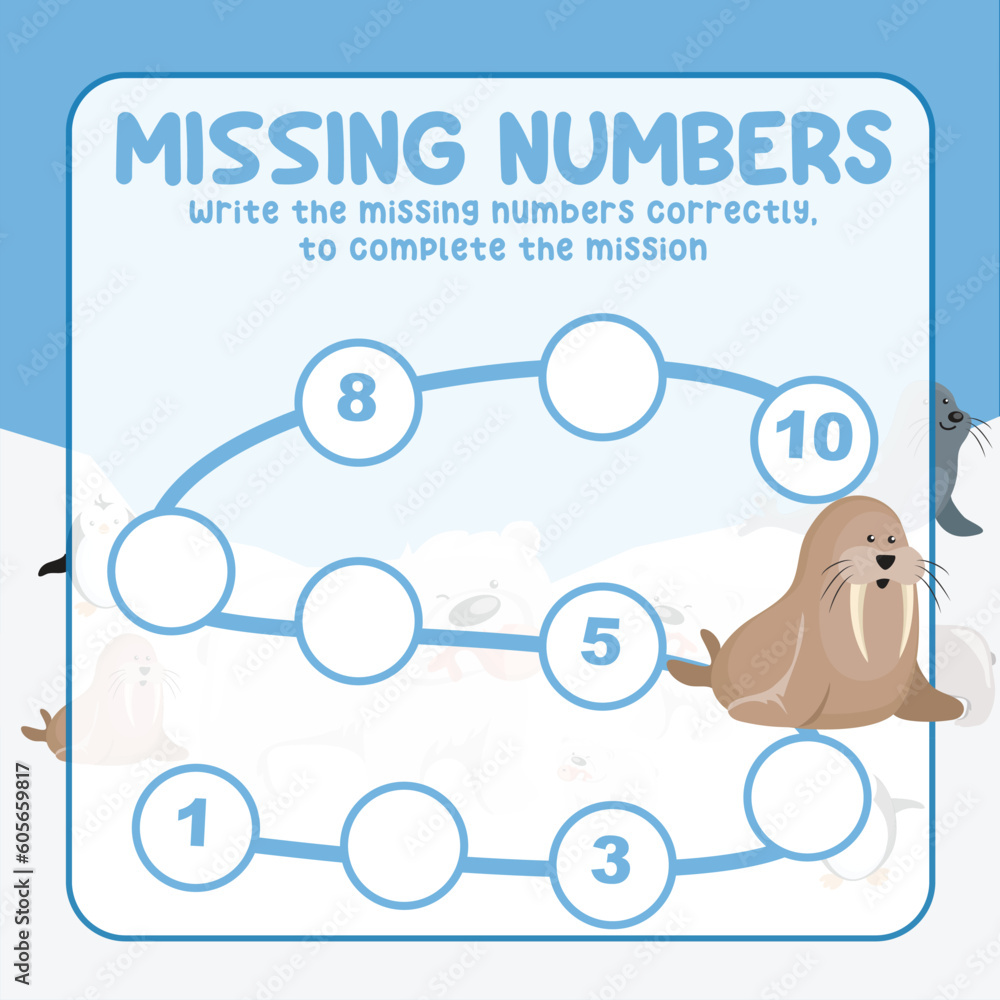 Missing numbers. Write the answer correctly. Educational printable math ...