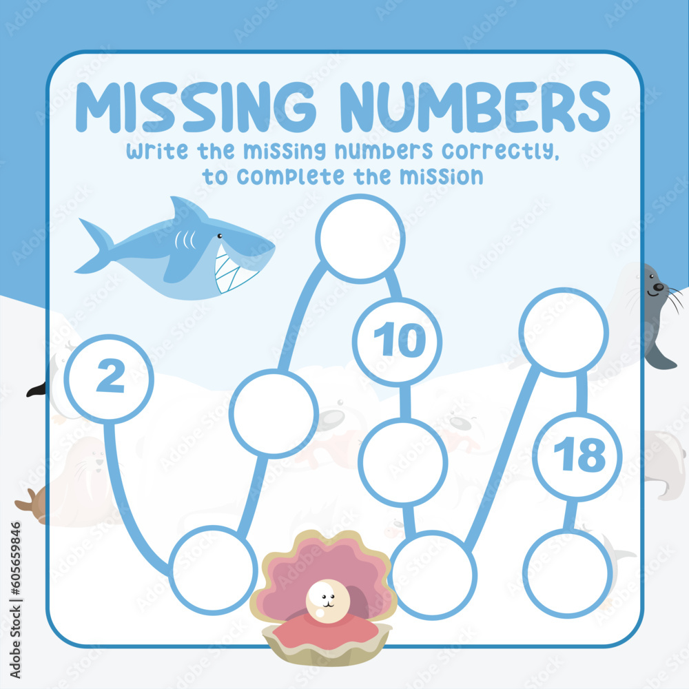 Missing numbers. Write the answer correctly. Educational printable math ...