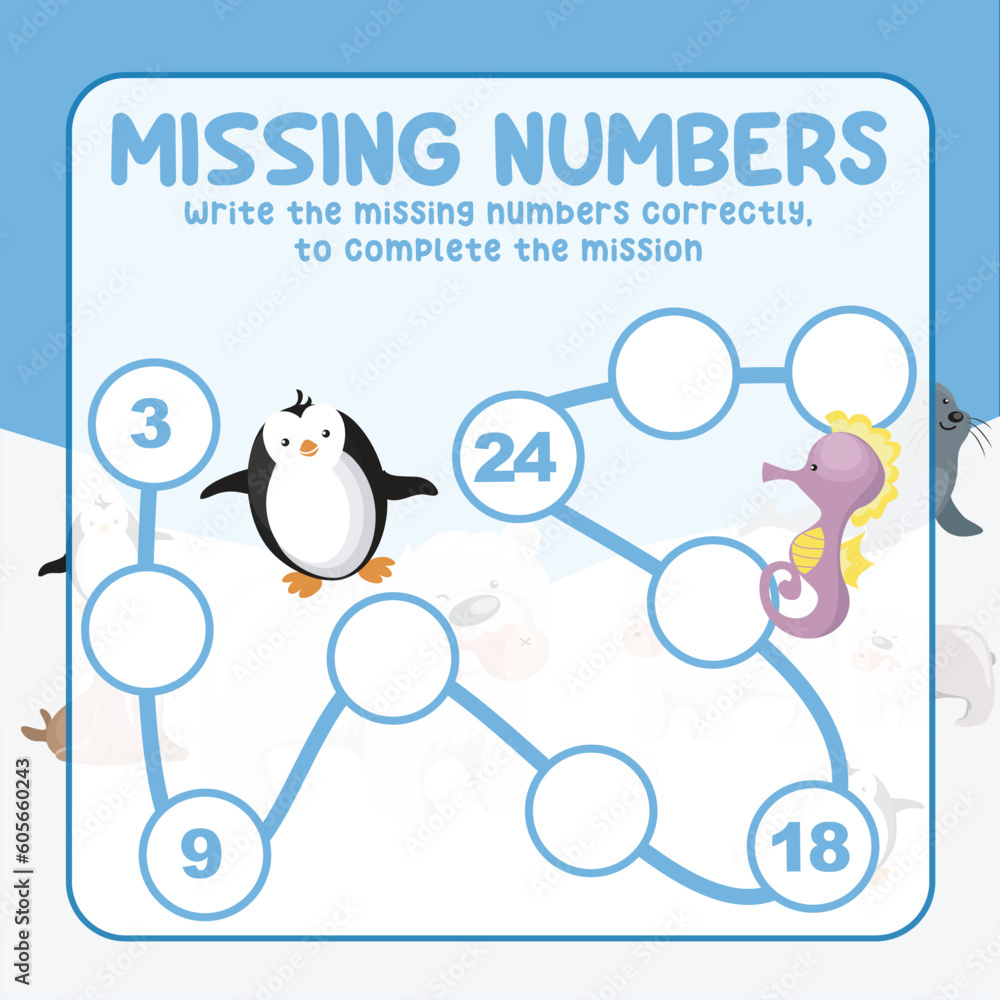 Missing numbers. Write the answer correctly. Educational printable math ...