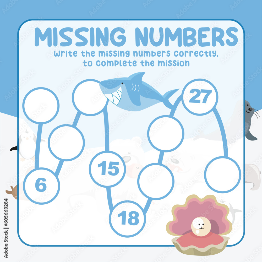 Missing numbers. Write the answer correctly. Educational printable math ...