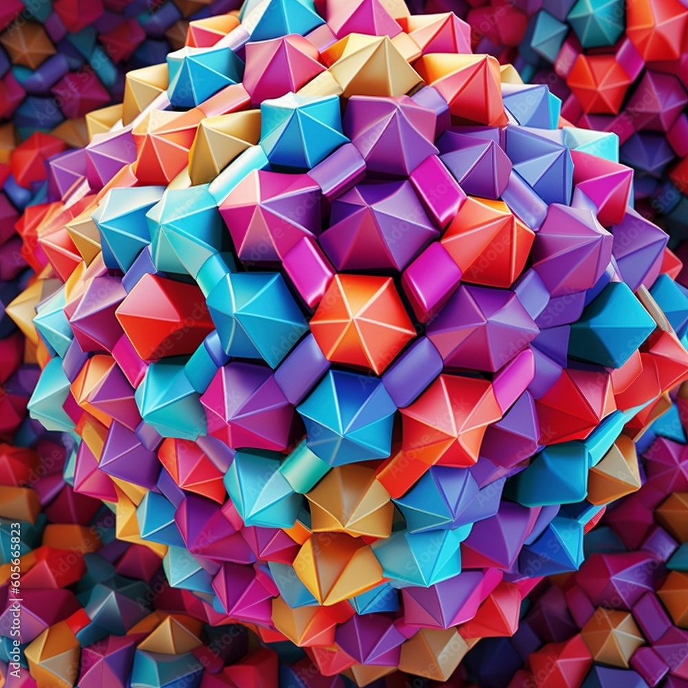 Interlocking polyhedra interconnected shapes background Stock ...