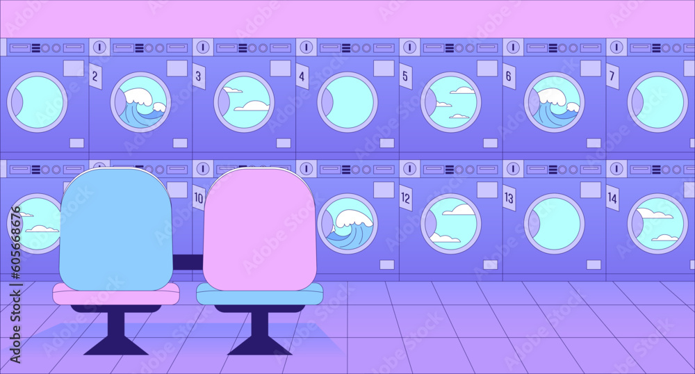 Public laundry room lo fi chill wallpaper. Laundromat business. Washing ...