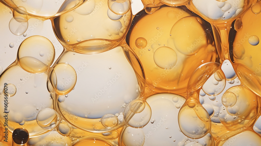 Oil bubbles background, AI generative bubbling drops of gold liquid. AI ...