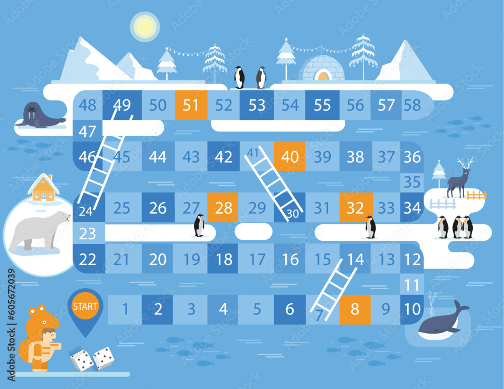 World tour board game template,Funny frame, ladders game, Vector ...