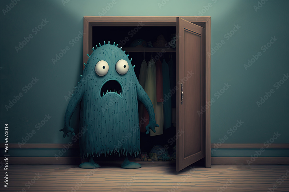 An Illustration of a Scary Frightening Monster Hiding in the Wardrobe ...