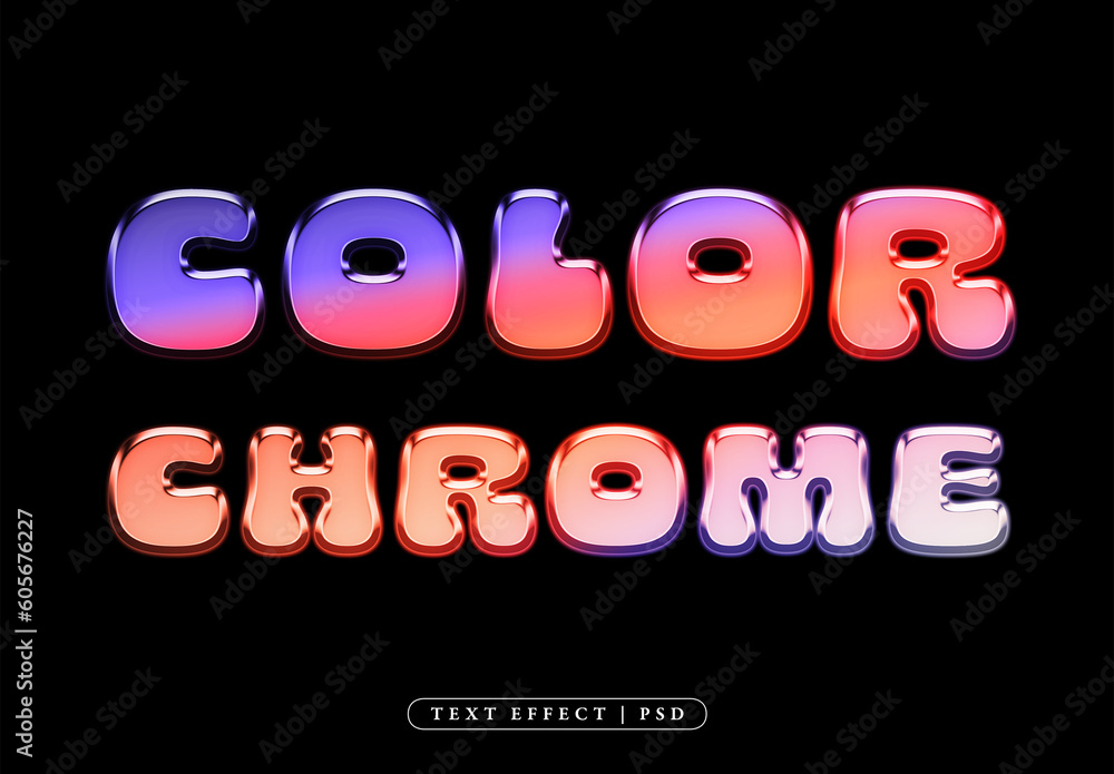 Colorful Chrome Text Effect Stock Template | Adobe Stock