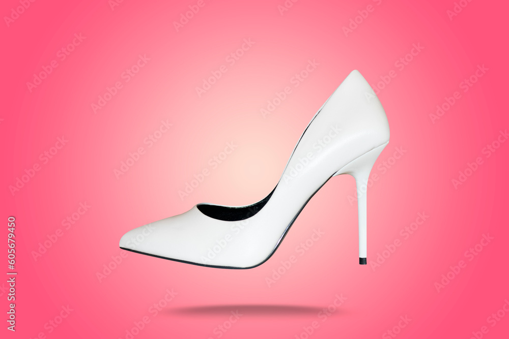 Beautiful White high heel footwear fashion female style isolated on ...