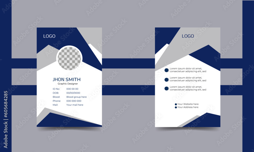ID Card Template | Office Id card | Modern Identity Card With Blue, Ash ...