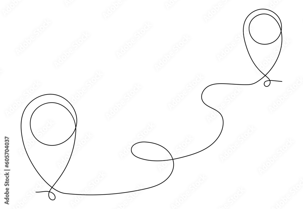 Continuous one line illustration: seamless travel route map with GPS ...