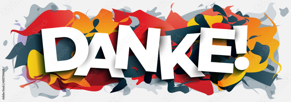 Danke (thank you in German) word on an abstract background in the ...