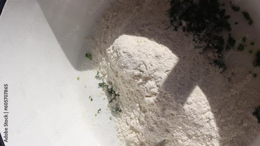 Discover the culinary process of blanching and mixing green, finely ...