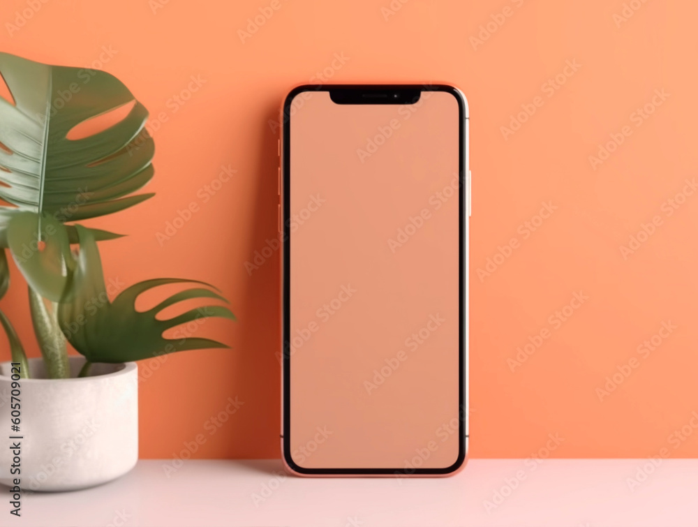 Smart cell phone mockup. Cell phone with clean and empty screen. Smooth ...