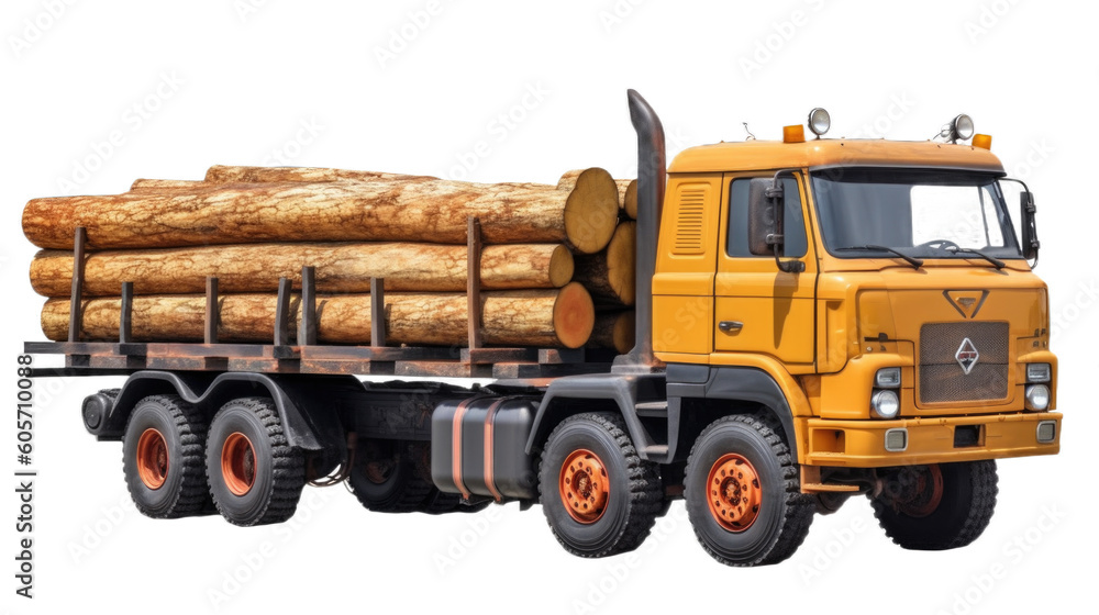 Logging truck isolated on transparent background. Generative AI Stock ...