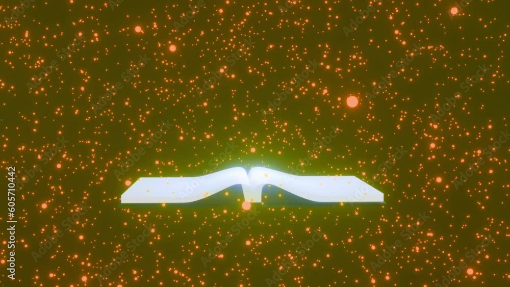 Colorful open book page flipping animation. Spell book turning page and ...