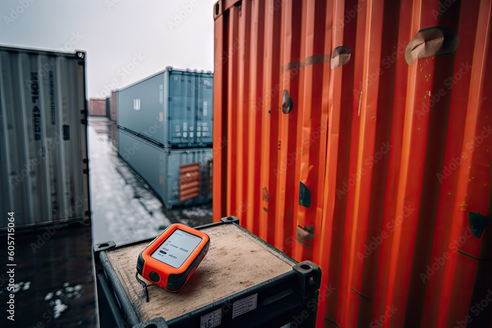 Iot Sensor And Monitoring Equipment Measuring Temperature In Shipping Container To Ensure Safe