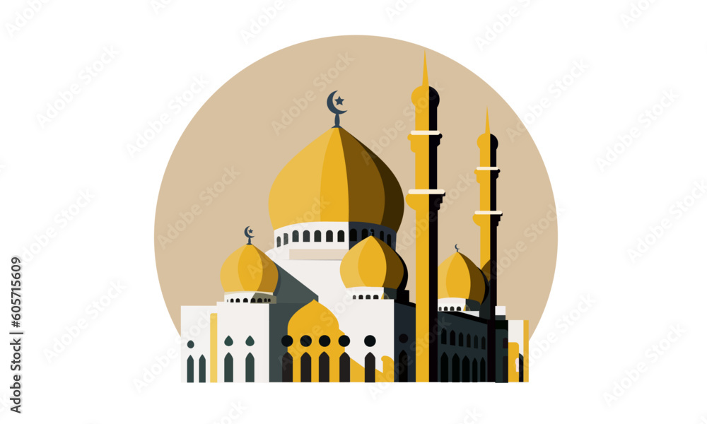Vecteur Stock a stylized of a muslim mosque,a flat design of a masjid ...