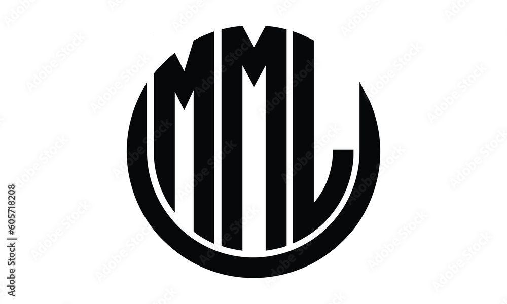 MML shield with round shape logo design vector template | monogram logo ...