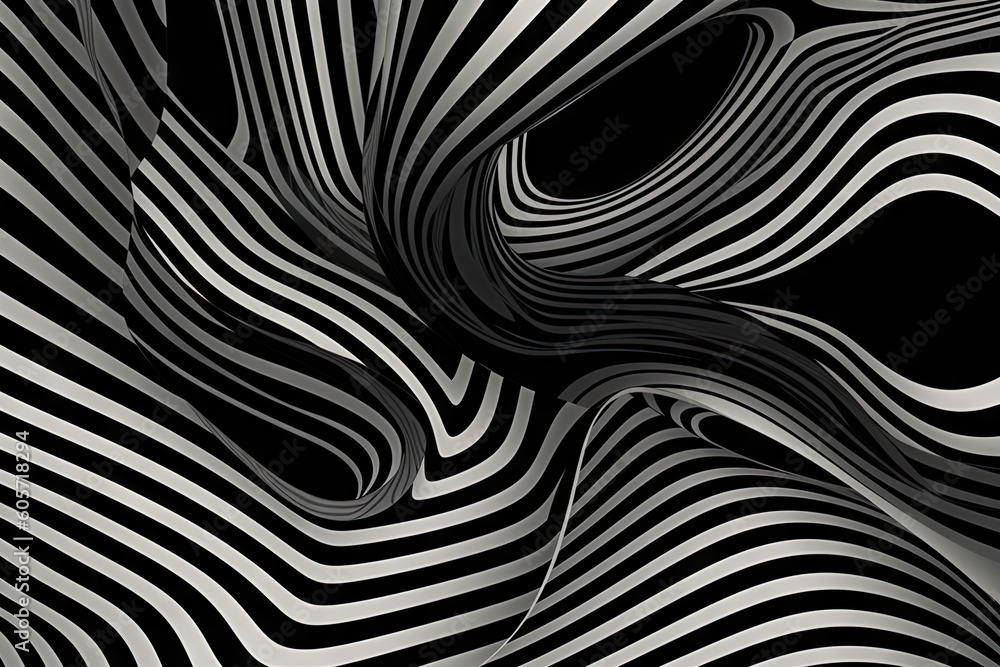 high-contrast optical illusion of black and white stripes on a gray ...