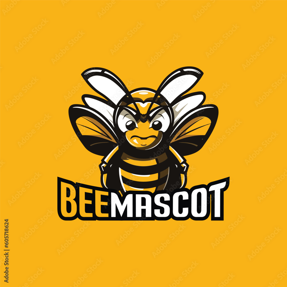 Bee Mascot Logo Design Bee Logo Vector Stock Vector | Adobe Stock