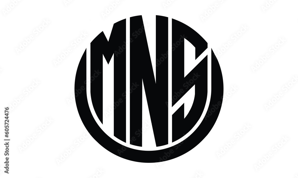 MNS shield with round shape logo design vector template | monogram logo | abstract logo ...