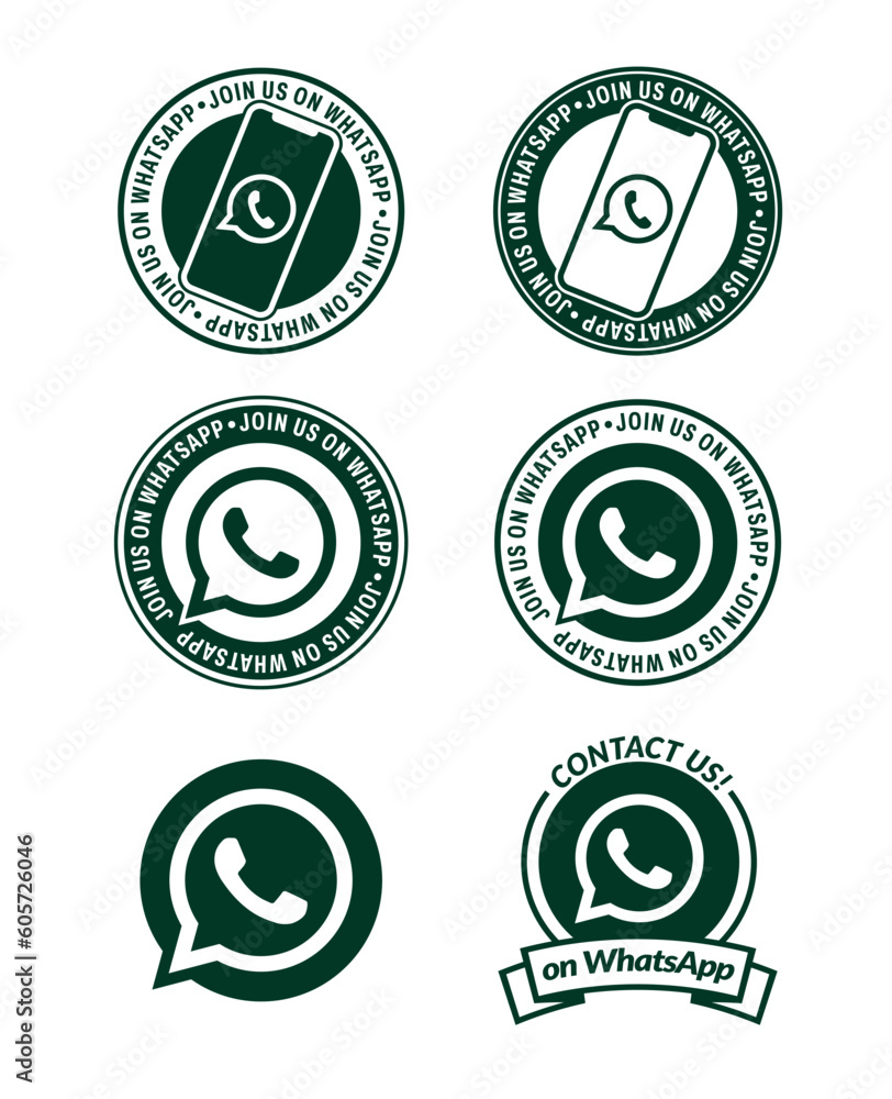 Whatsapp label set. Six vector stamps for your website, social network ...