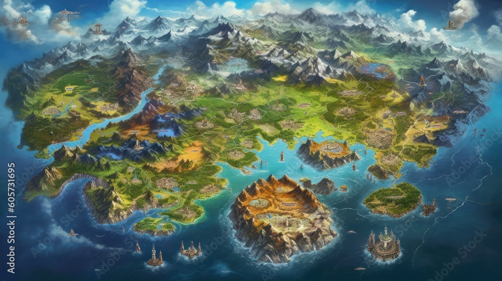 RPG Game World Map Stock イラスト | Adobe Stock