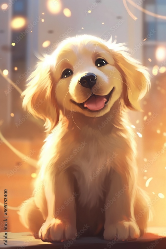 Golden retriever dog wallpapers, cute cartoon golden retrievers. Stock ...