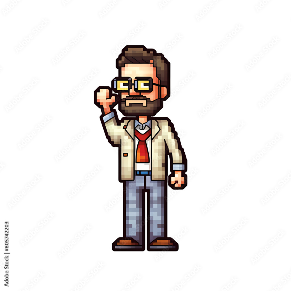 Pixelated 8-Bit School Teacher Game Character: Retro-inspired Pixel Art ...