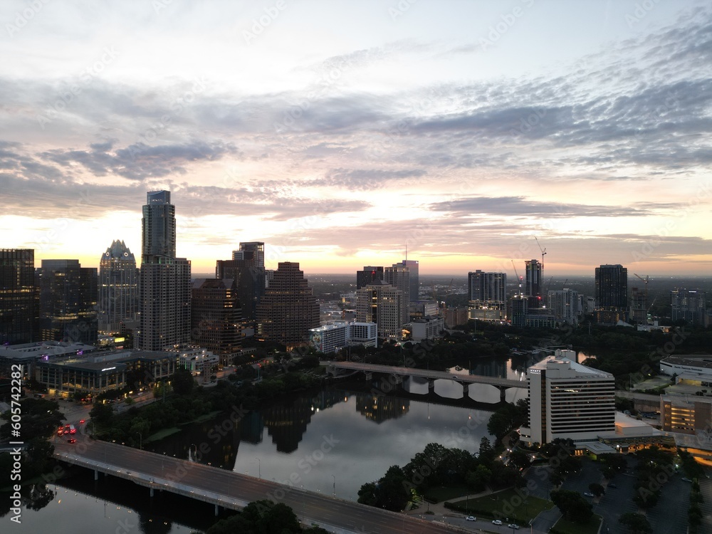 Town Lake, aka Ladybird Lake overlooking three bridges: Mopac Union ...