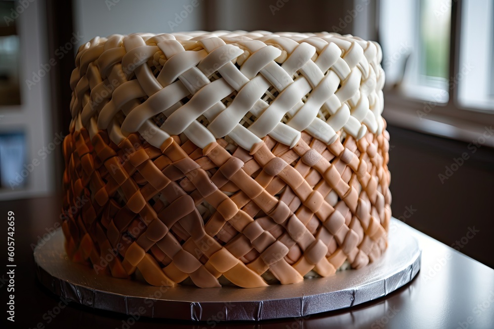 basketweave cake, with alternating layers of frosting and cake for a ...