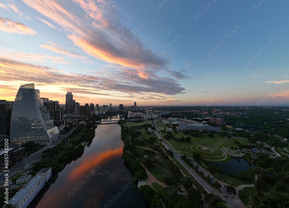 Town Lake, aka Ladybird Lake overlooking three bridges: Mopac Union ...