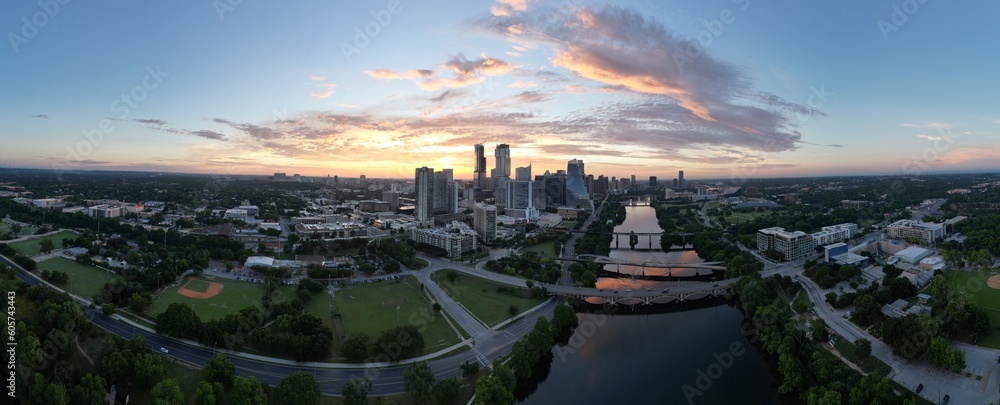 Town Lake, aka Ladybird Lake overlooking three bridges: Mopac Union ...