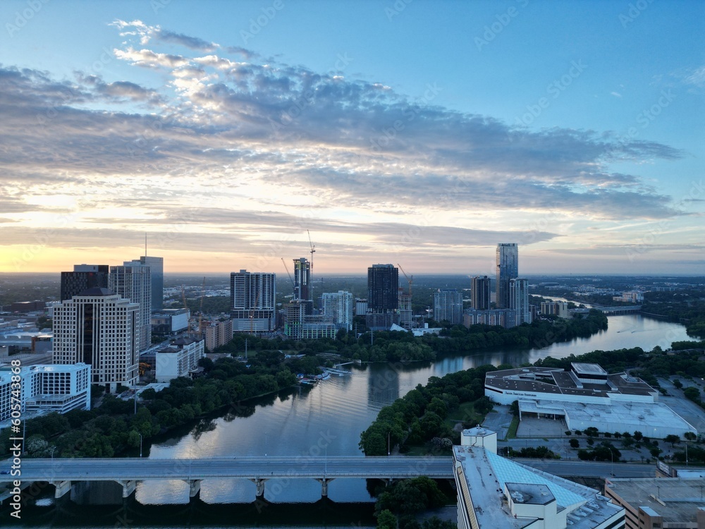 Town Lake, aka Ladybird Lake overlooking three bridges: Mopac Union ...