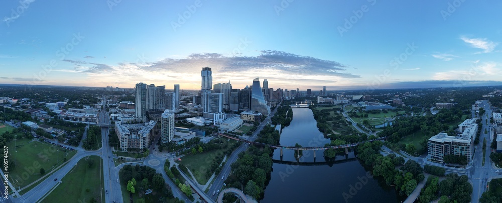 Town Lake, aka Ladybird Lake overlooking three bridges: Mopac Union ...
